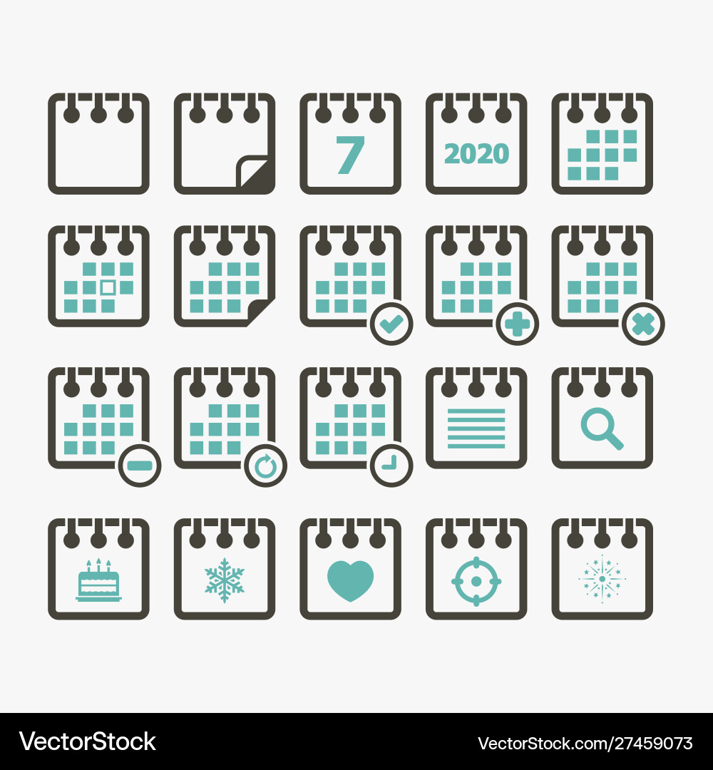 Calendar icon set color Royalty Free Vector Image