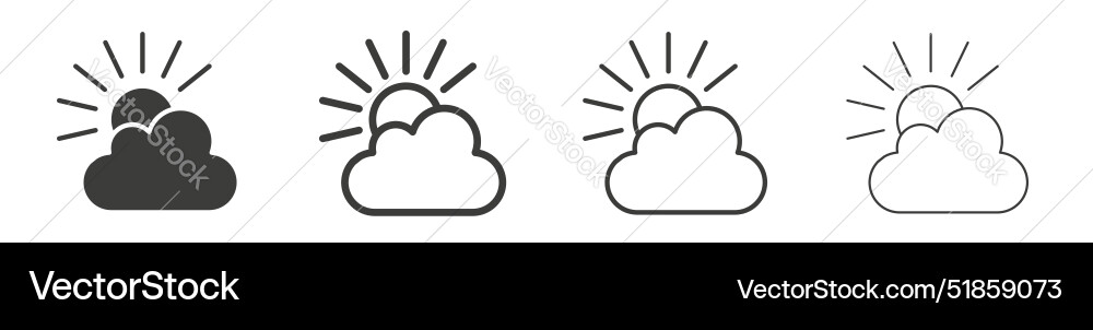 Cloud sun icon set rainy or cloudy weather Vector Image