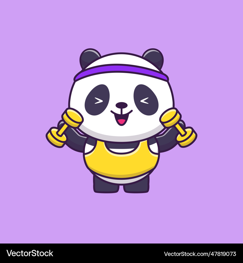 Cute panda gym lifting dumbbell cartoon Royalty Free Vector