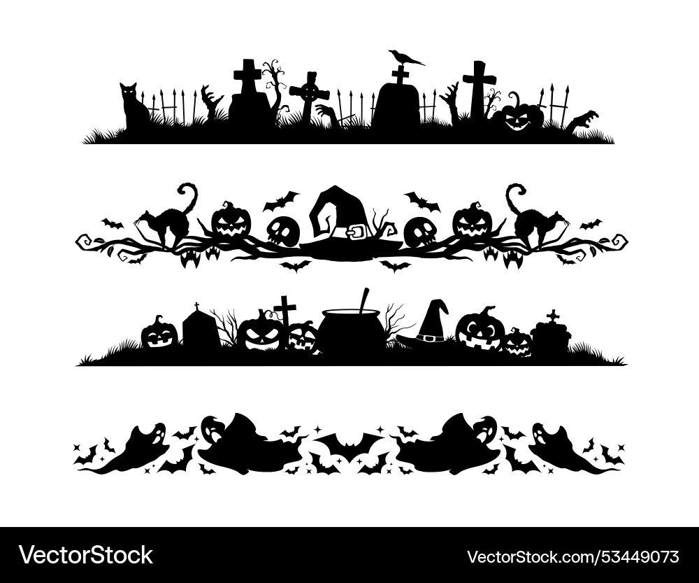 Halloween frame border and divider with cemetery Vector Image