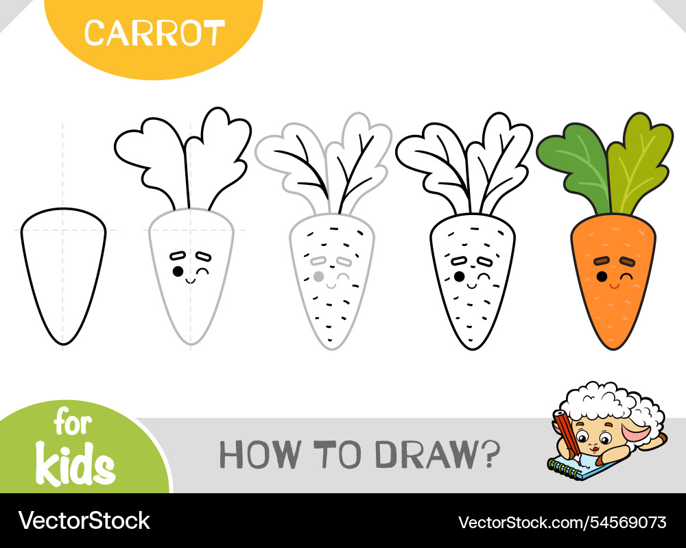How to draw carrot for children step Royalty Free Vector