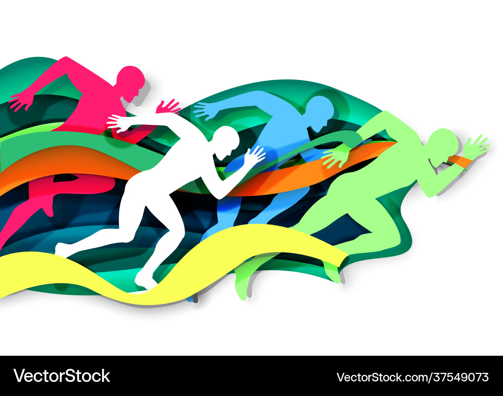 Marathon Runner Silhouettes - Victory Royalty Free Vector