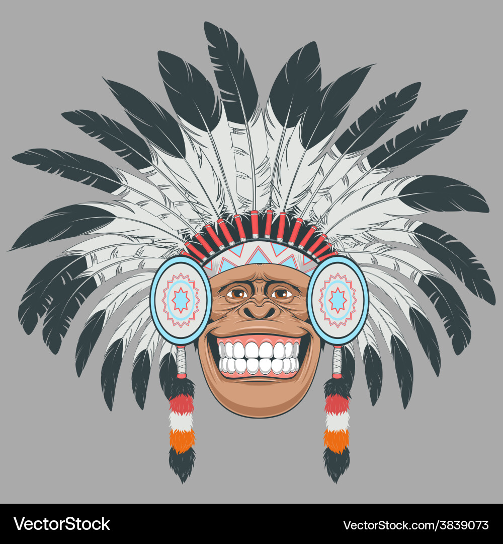 Monkey indian chief Royalty Free Vector Image - VectorStock