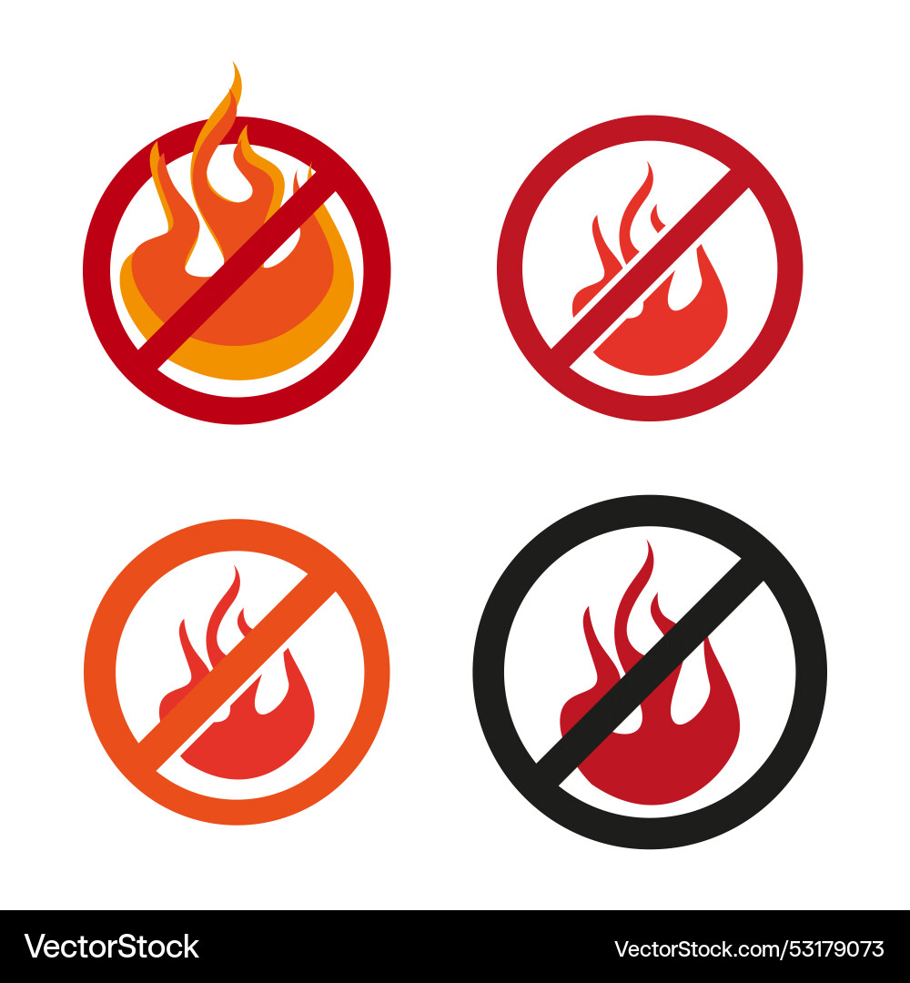 No fire icons flame prohibition symbols red – Royalty-Free Vector ...