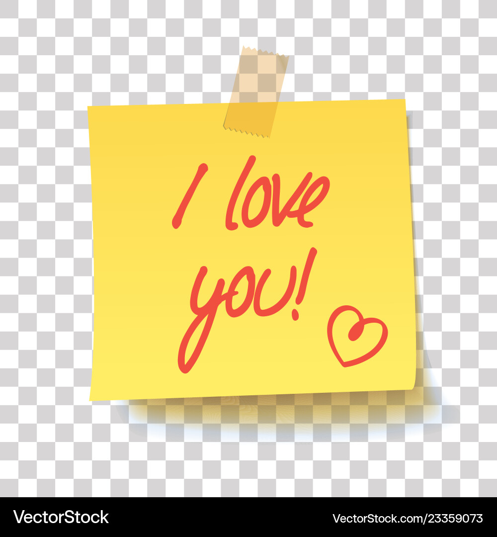 Yellow sticky note with text - i love you Vector Image