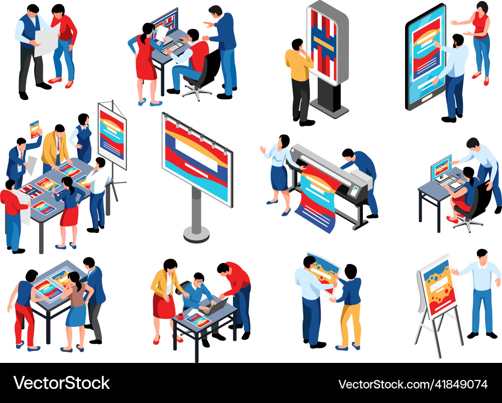 Advertising agency icon set Royalty Free Vector Image