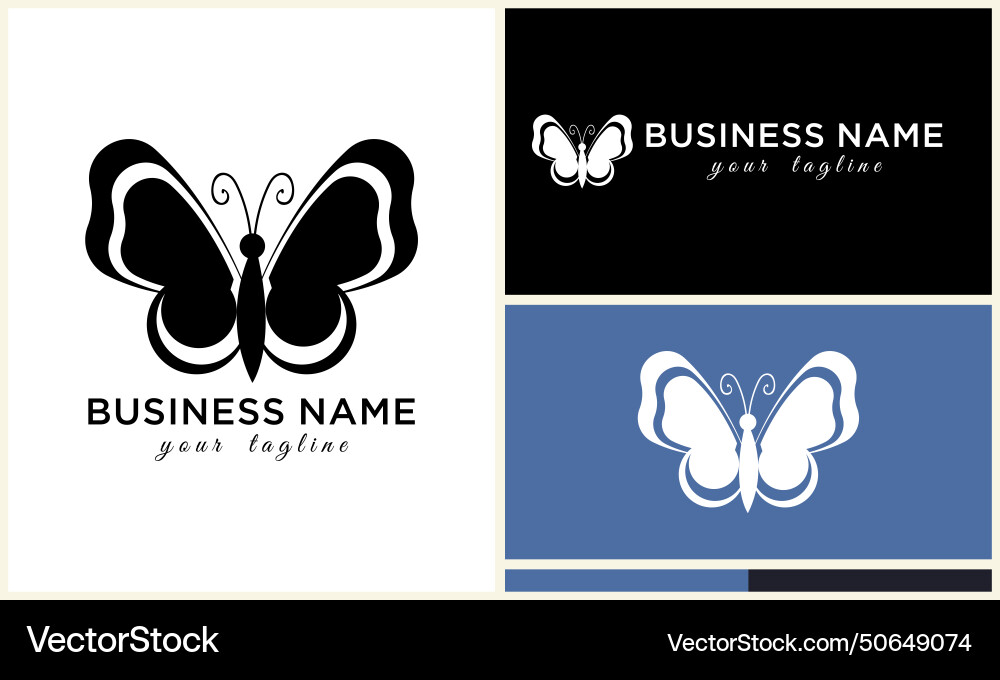 Butterfly line logo template Royalty Free Vector Image