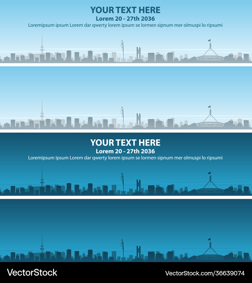 Canberra skyline profile event banner Royalty Free Vector