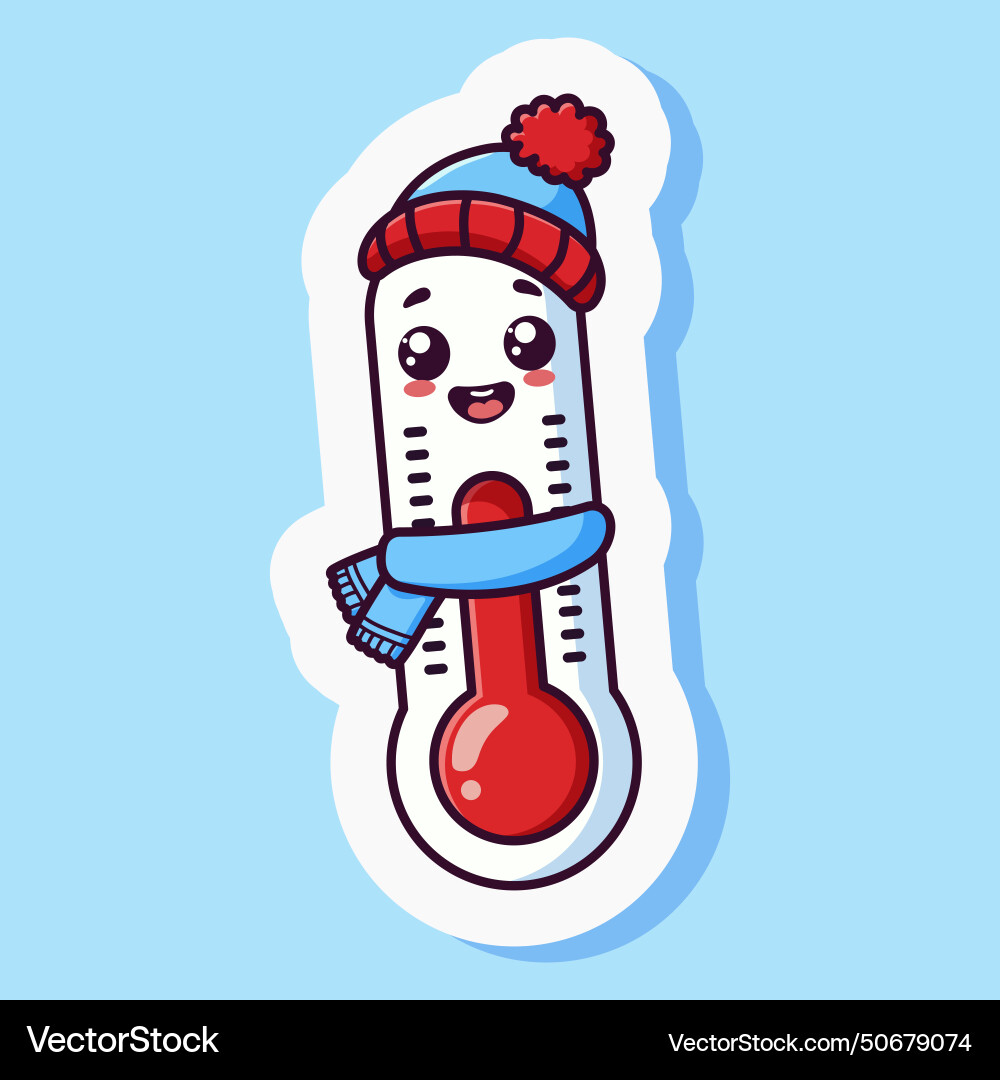 Cartoon cold thermometer sticker temperature Vector Image
