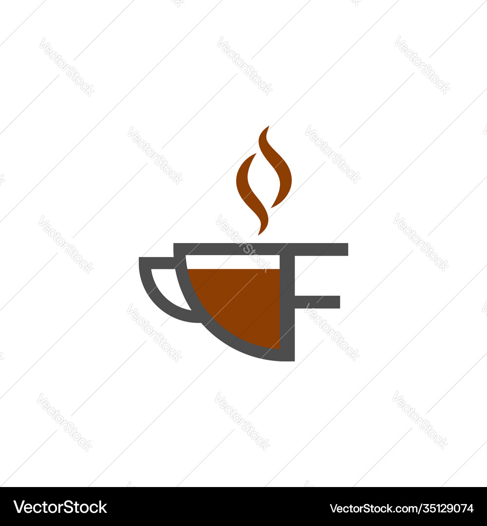 Coffee cup icon design letter f logo concept Vector Image