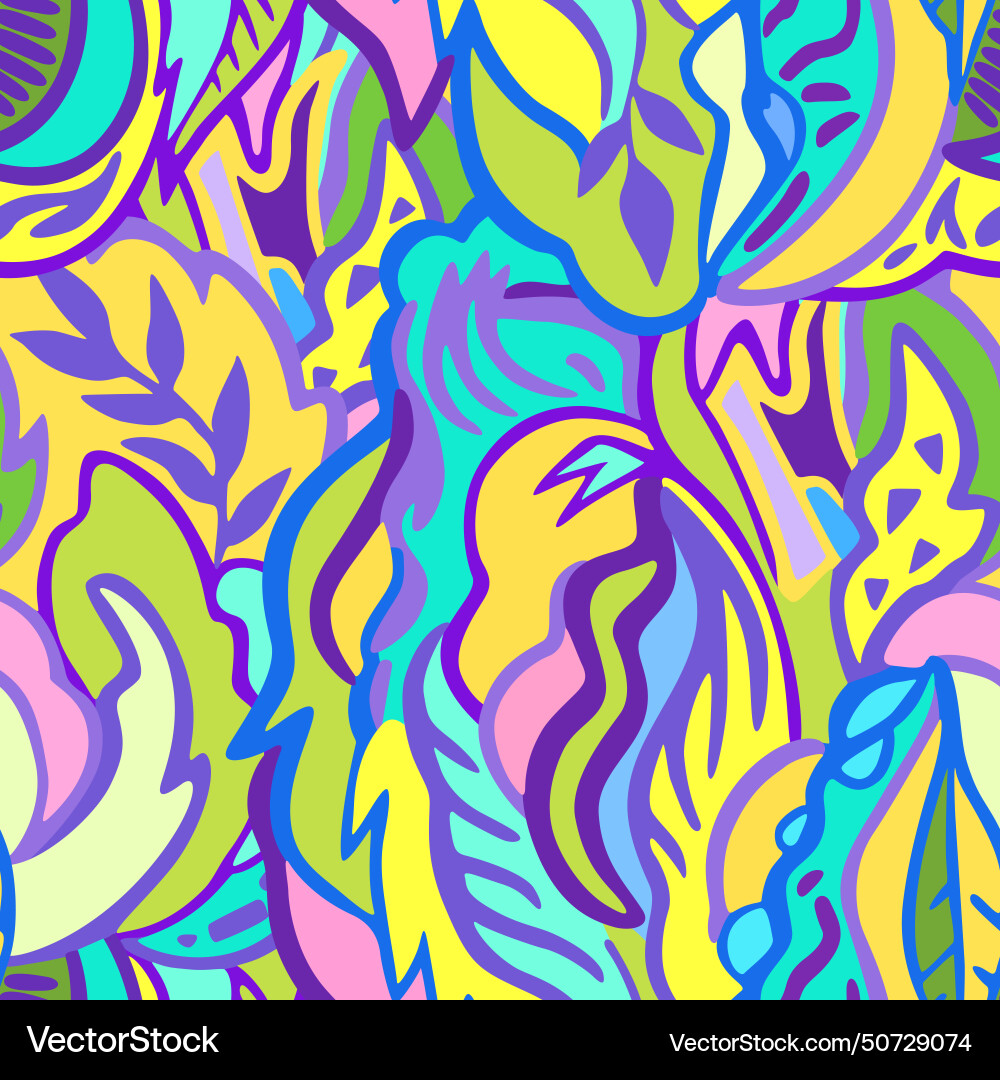 Colorful seamless pattern with chaotic floral Vector Image