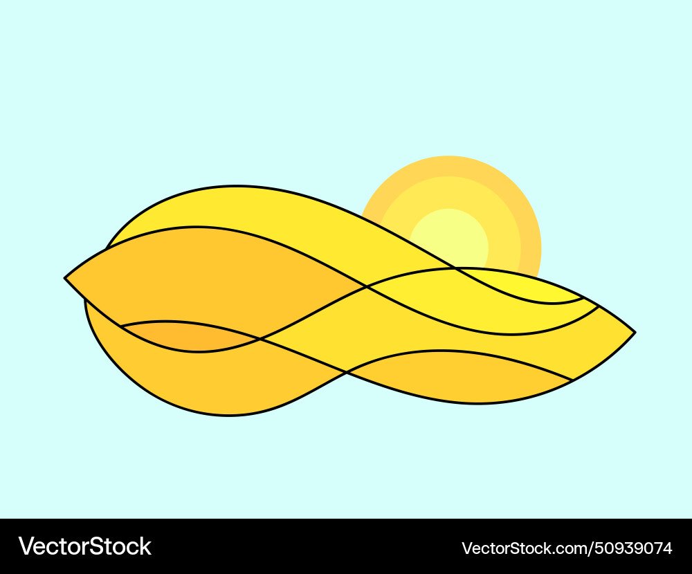 Desert landscape with sand dunes in line art Vector Image
