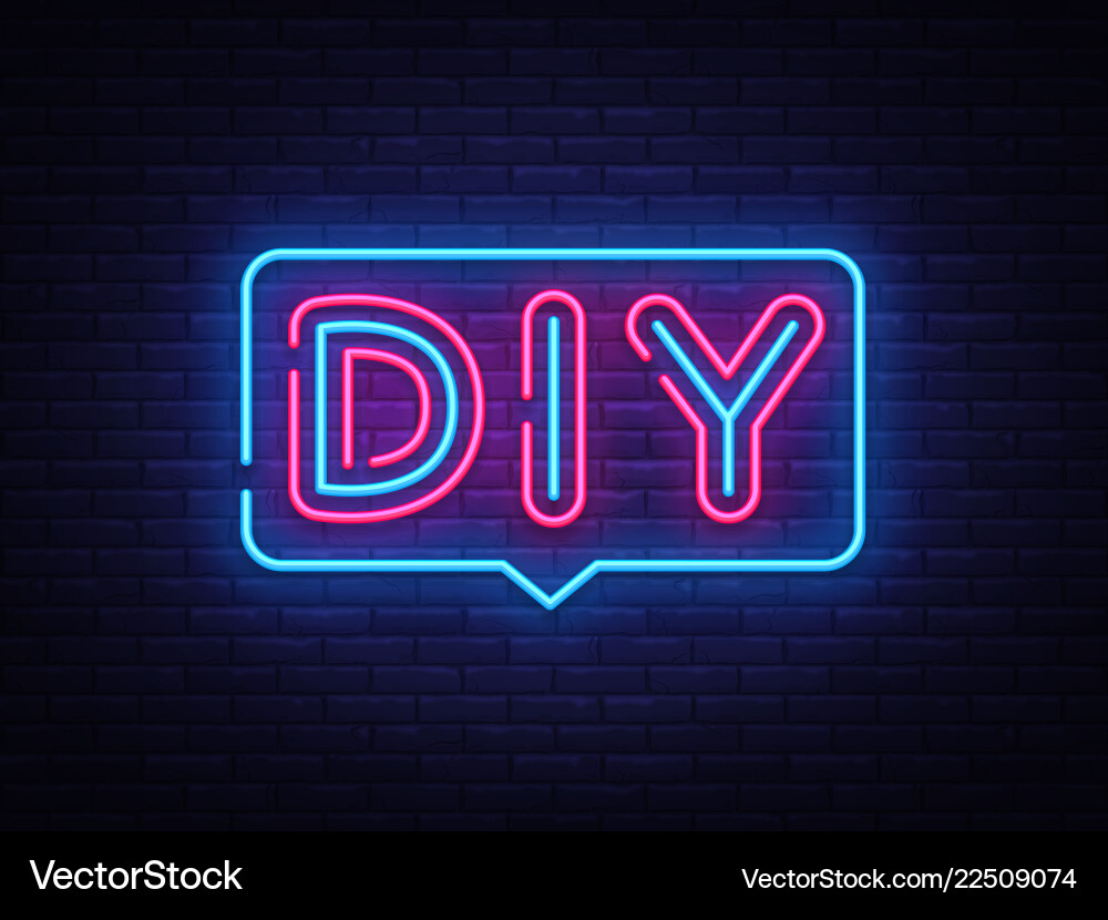 Diy letters neon text do it yourself Royalty Free Vector