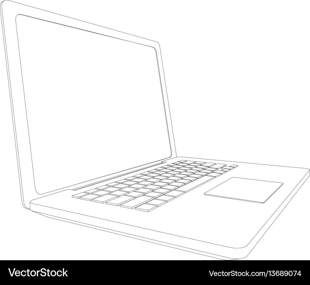Drawing of wire-frame open laptop Royalty Free Vector Image