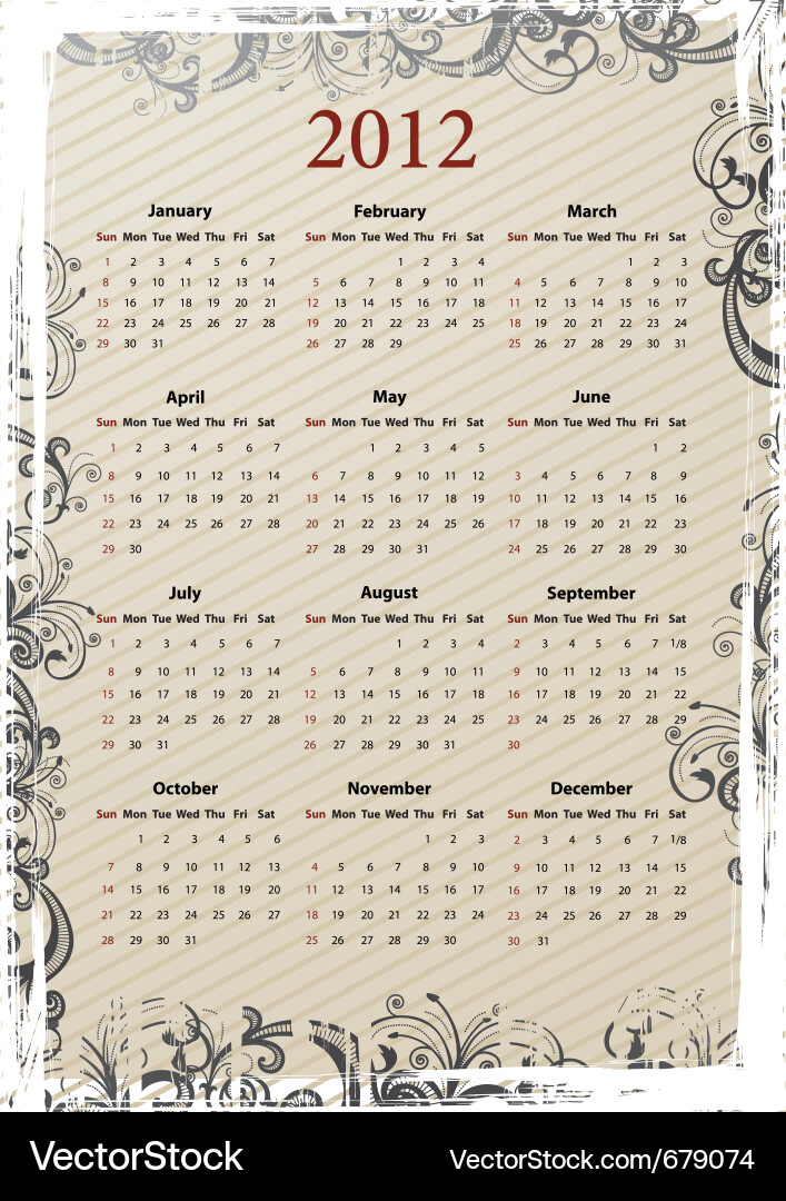 European beige calendar Royalty Free Vector Image