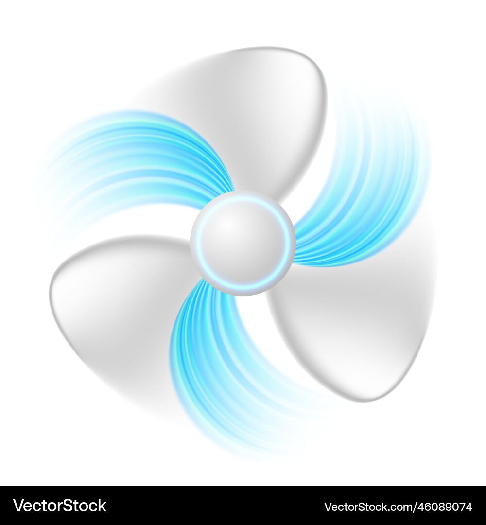Fan with blue air currents isolated on a white Vector Image