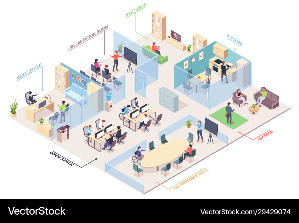 Isometric Office Layout Royalty Free Vector Image