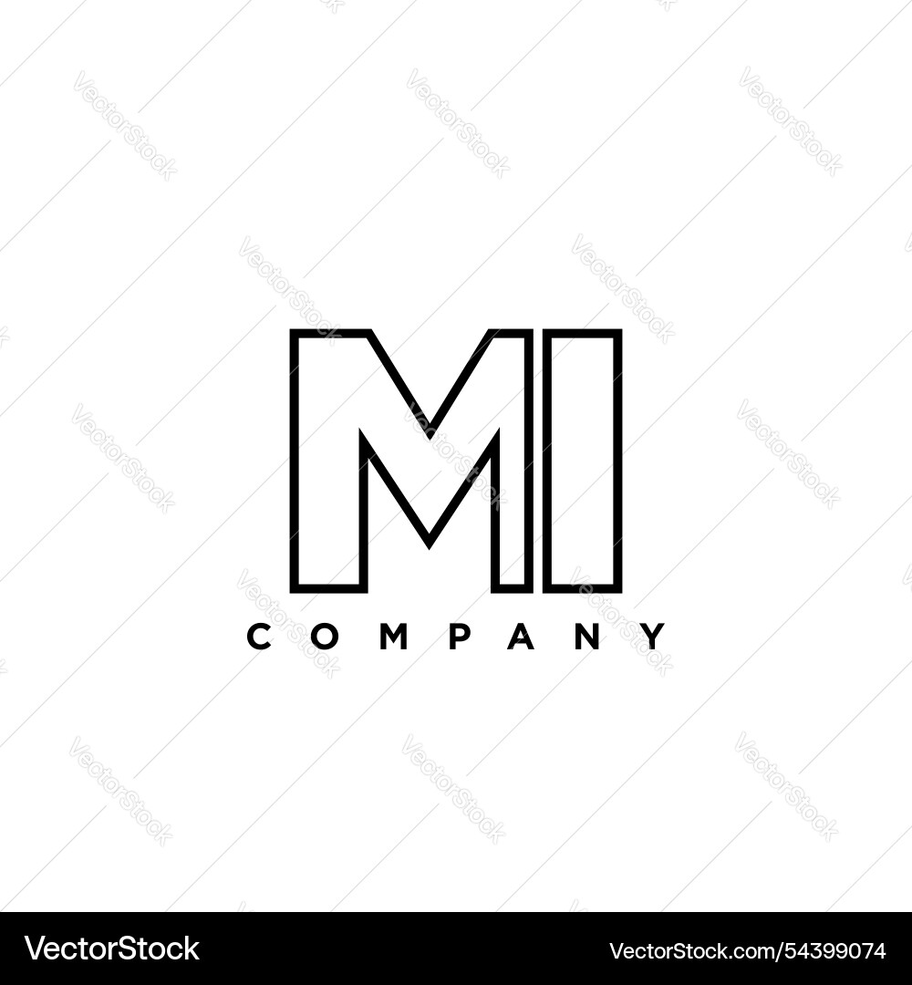 Letter m and i mi logo design template minimal Vector Image