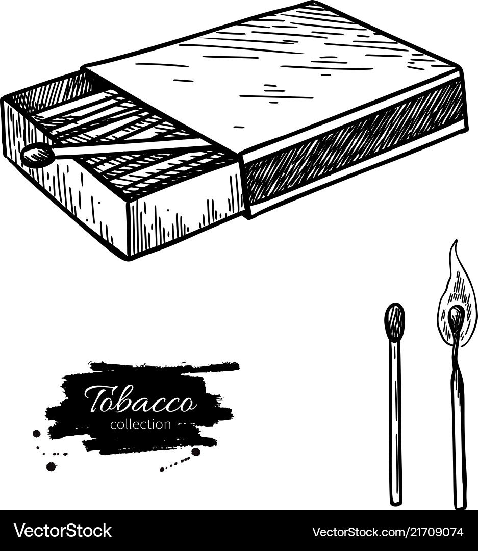 Matchbox drawing hand drawn matches box Royalty Free Vector