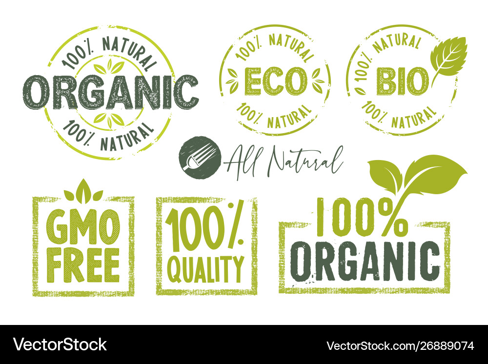 Organic food stickers Royalty Free Vector Image