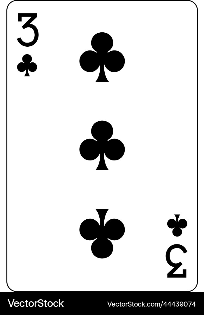 Three of clubs Royalty Free Vector Image - VectorStock