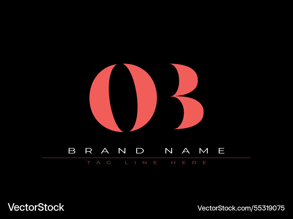 Abstract letter ob minimal logo design template Vector Image