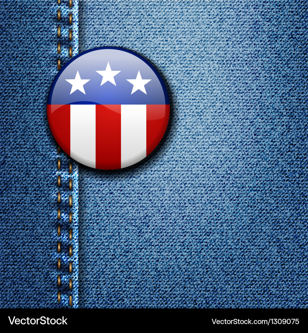 American flag emblem badge on jeans denim Vector Image