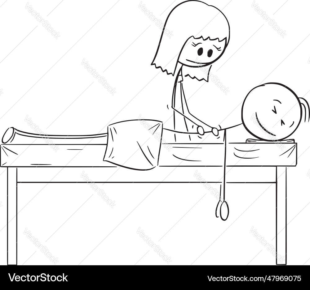 Back massage therapy cartoon stick figure Vector Image
