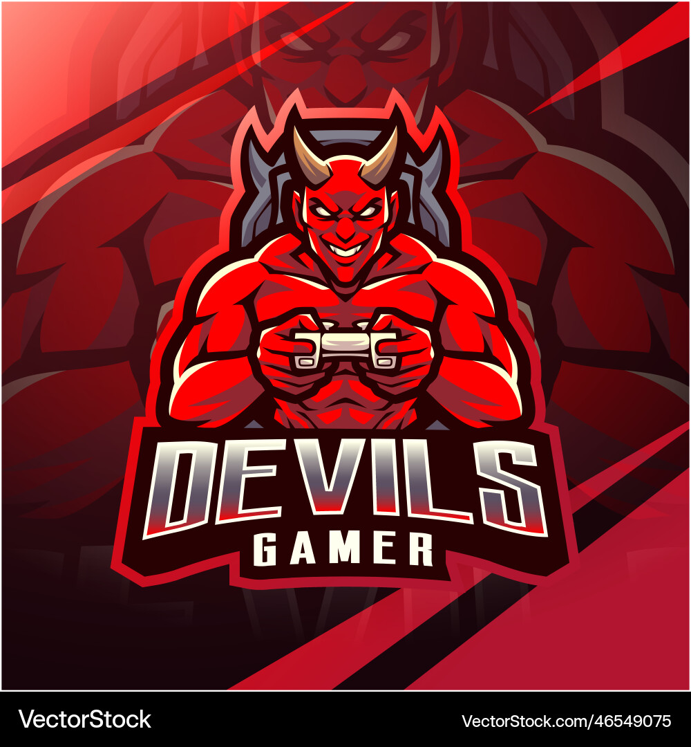 Devils gamer esport mascot logo design Royalty Free Vector