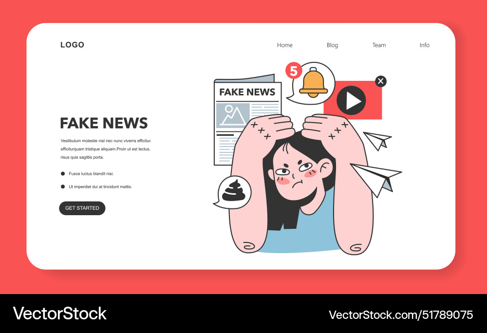 Fake news web banner or landing page manipulation Vector Image