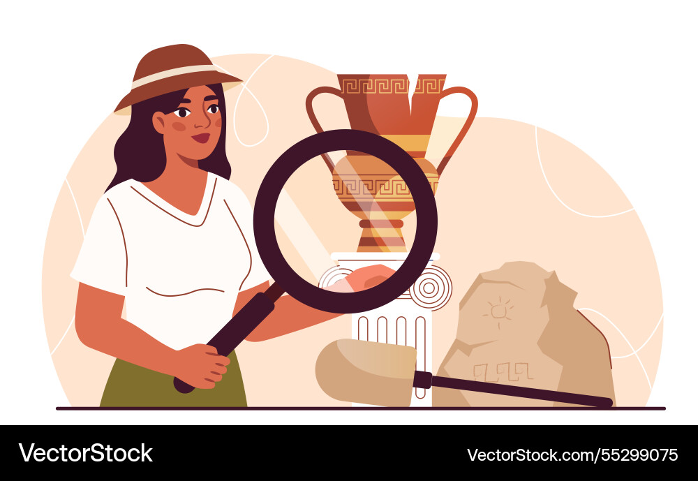 Female archaeologist concept woman with Royalty Free Vector