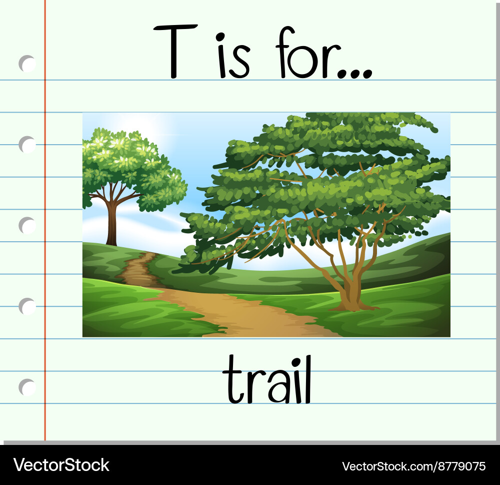 Flashcard Brief t ist für Trail Lizenzfreies Vektorbild