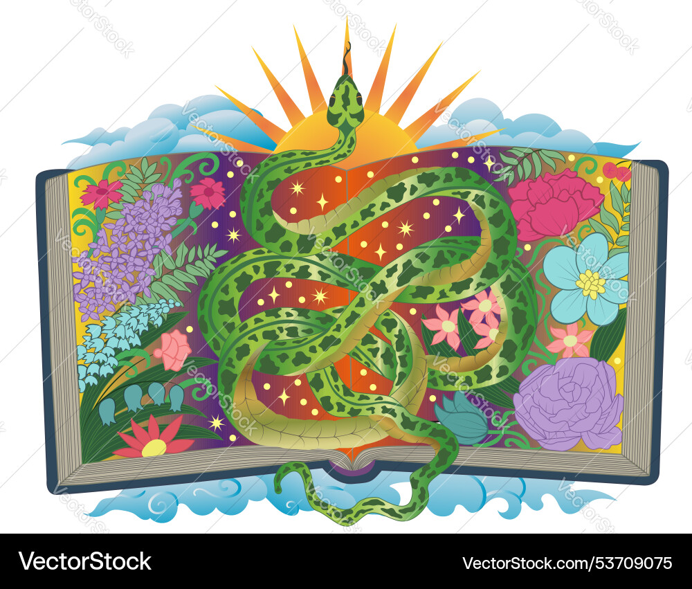 Hand drawn with snake and book Royalty Free Vector Image
