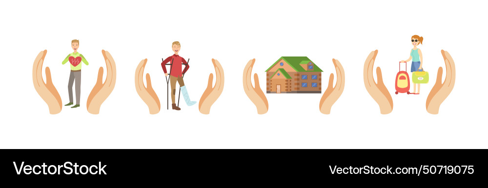 Insurance case and risk security against Vector Image