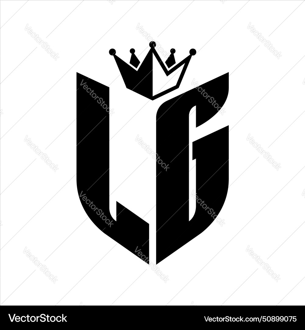 Lg letter monogram with shield shape crown Vector Image