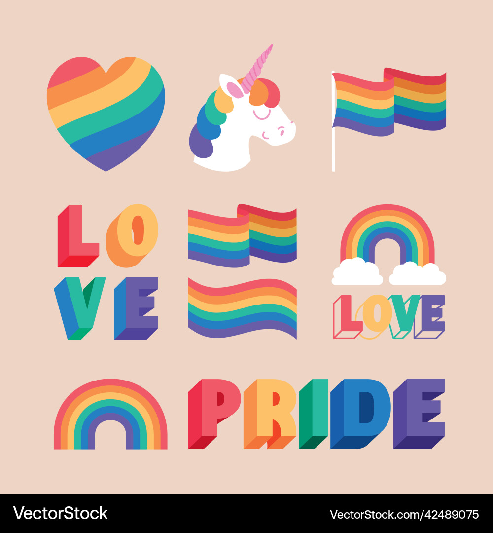 LGBTQ Pride Rainbow Collection Royalty Free Vector Image