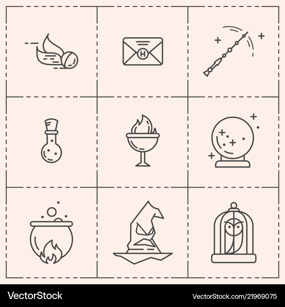 Magic icon set wizard equipment Royalty Free Vector Image