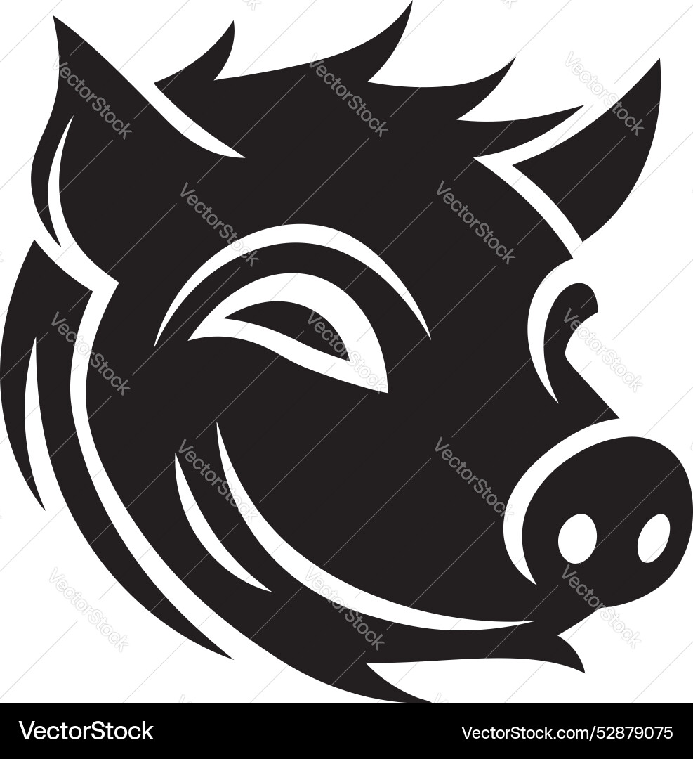 Modern pig silhouette shadowed piggy badge Vector Image