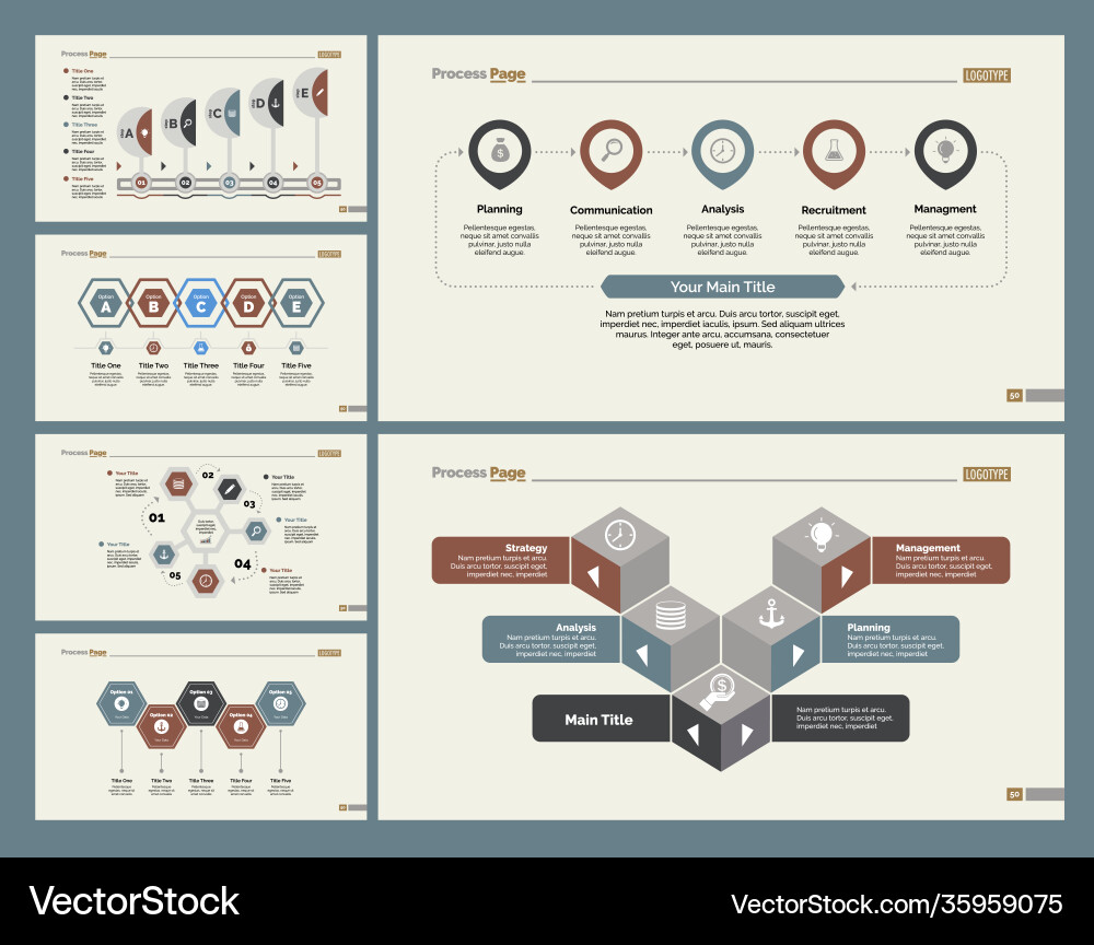 Six training slide templates set Royalty Free Vector Image