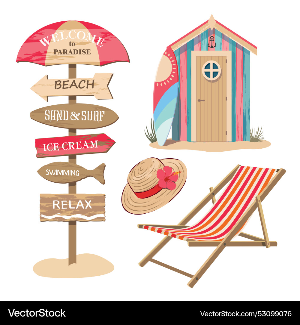 Beach signboard house Royalty Free Vector Image