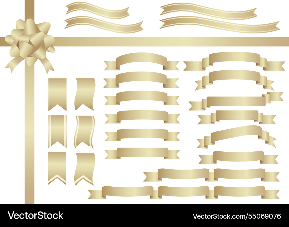 Champagne gold ribbon set Royalty Free Vector Image