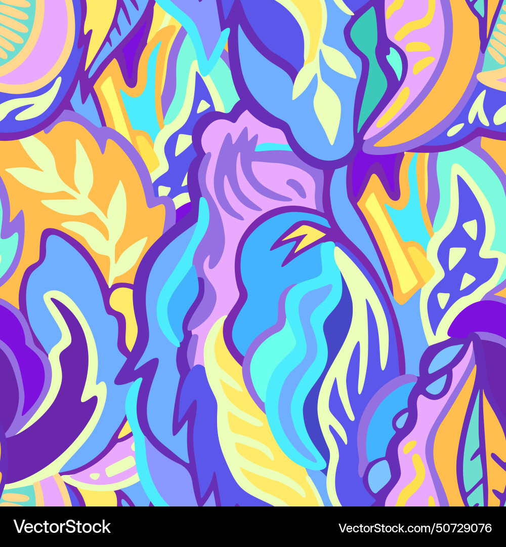 Colorful seamless pattern with chaotic floral Vector Image