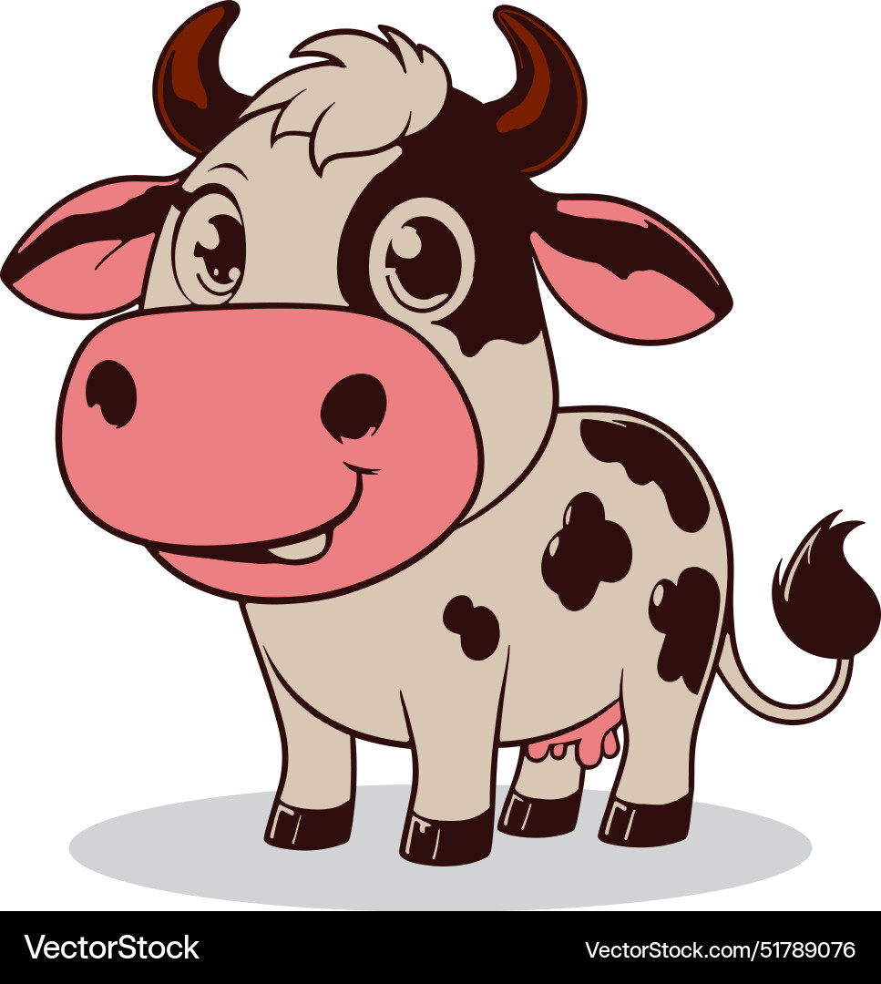 Cute cow cartoon icon Royalty Free Vector Image