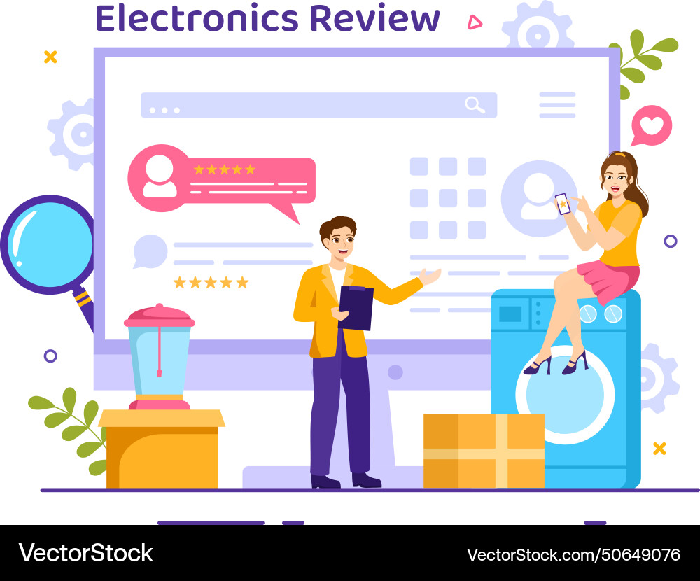 Electronics review with customer rating quality Vector Image