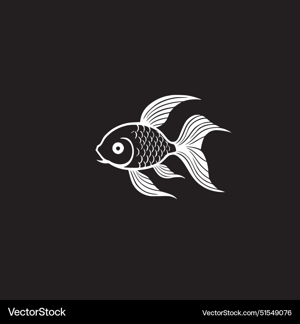 Goldfish - black and white isolated icon Vector Image