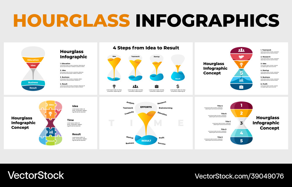 Hourglass infographics pack presentation Vector Image