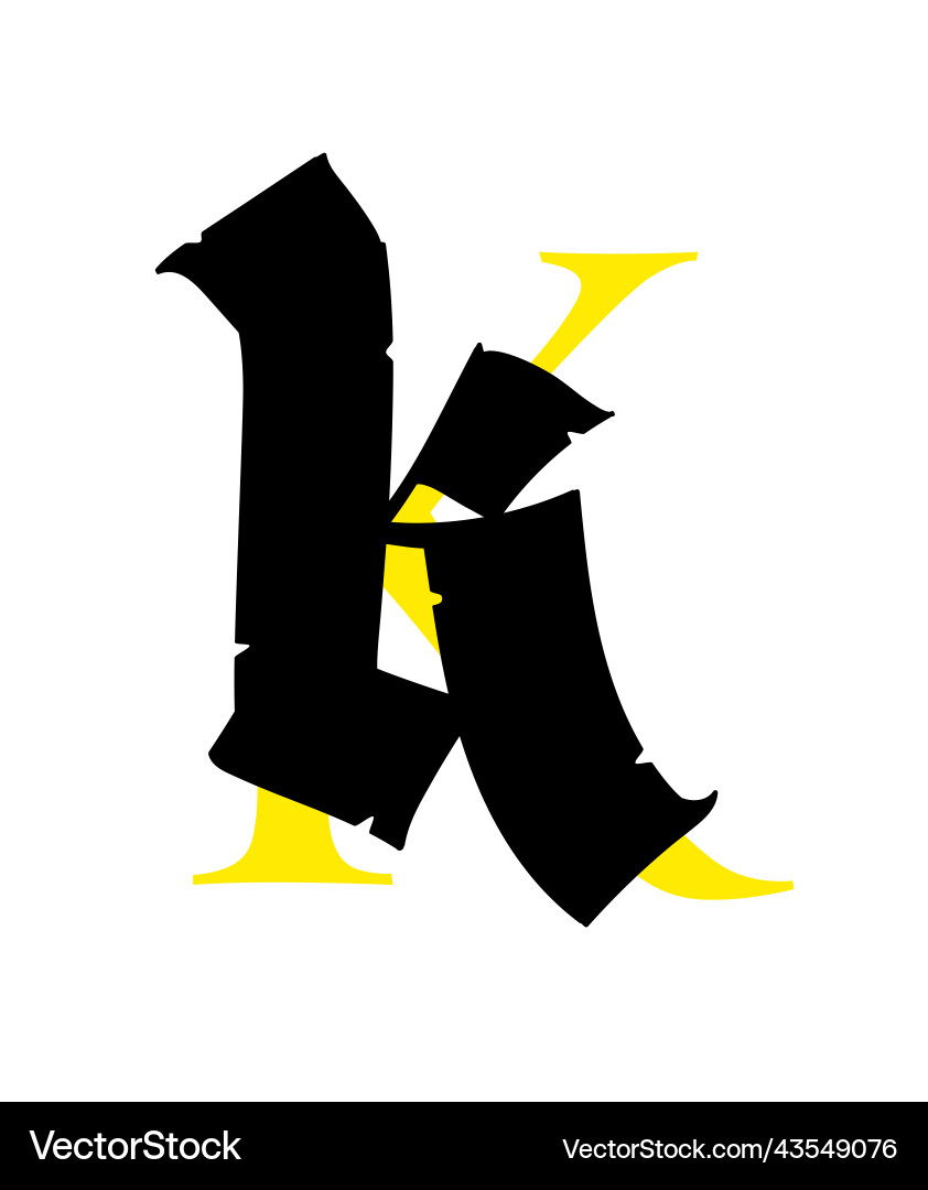 Letter k in the gothic style alphabet symbol Vector Image