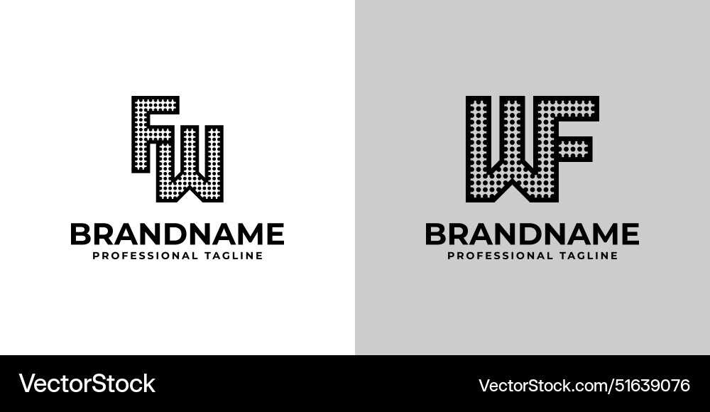 Letters fw and wf dot monogram logo Royalty Free Vector