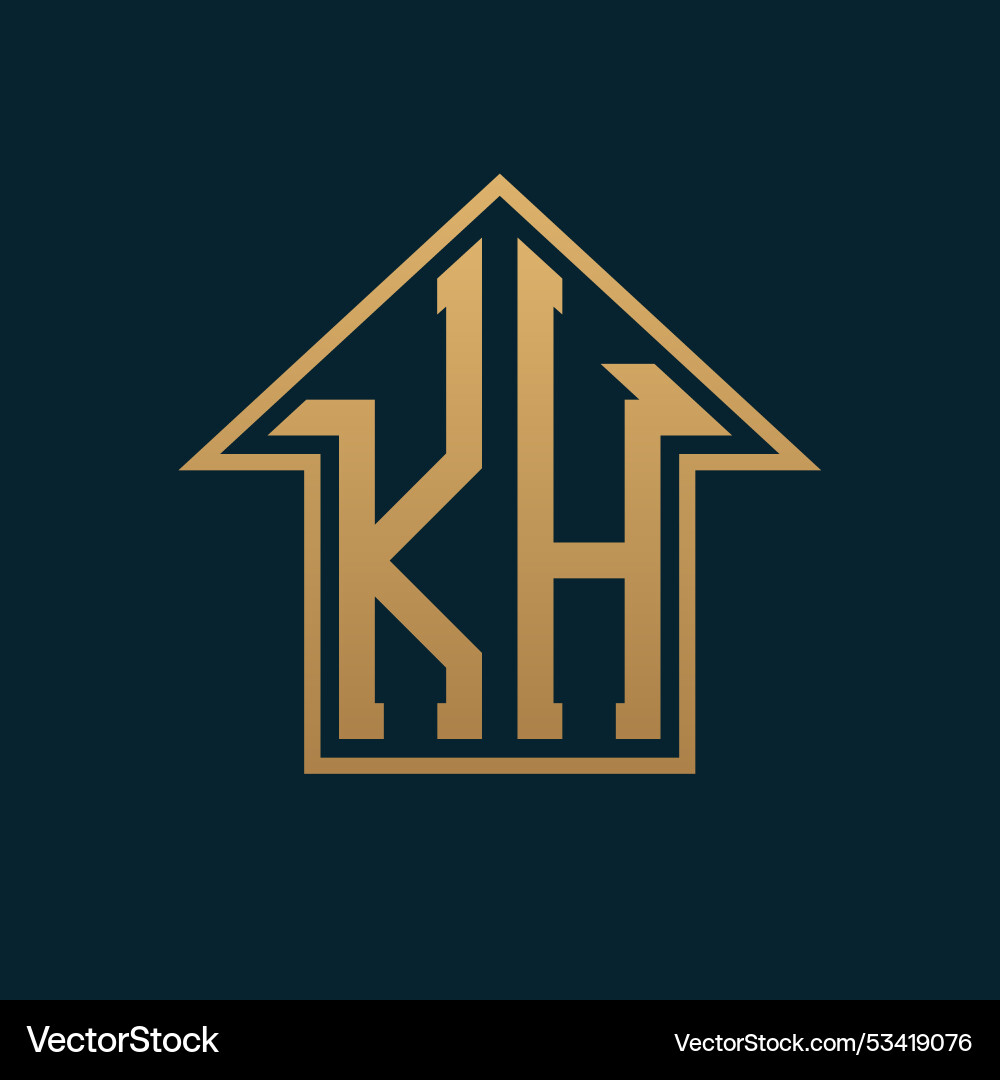 Luxury kh house logo - elegant gold letter Vector Image