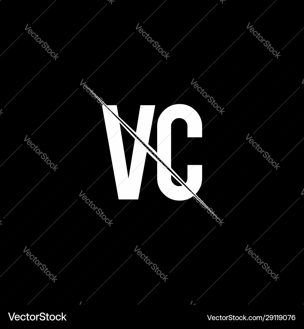 Monogram Letter Vc Logo with Slash Royalty Free Vector Image